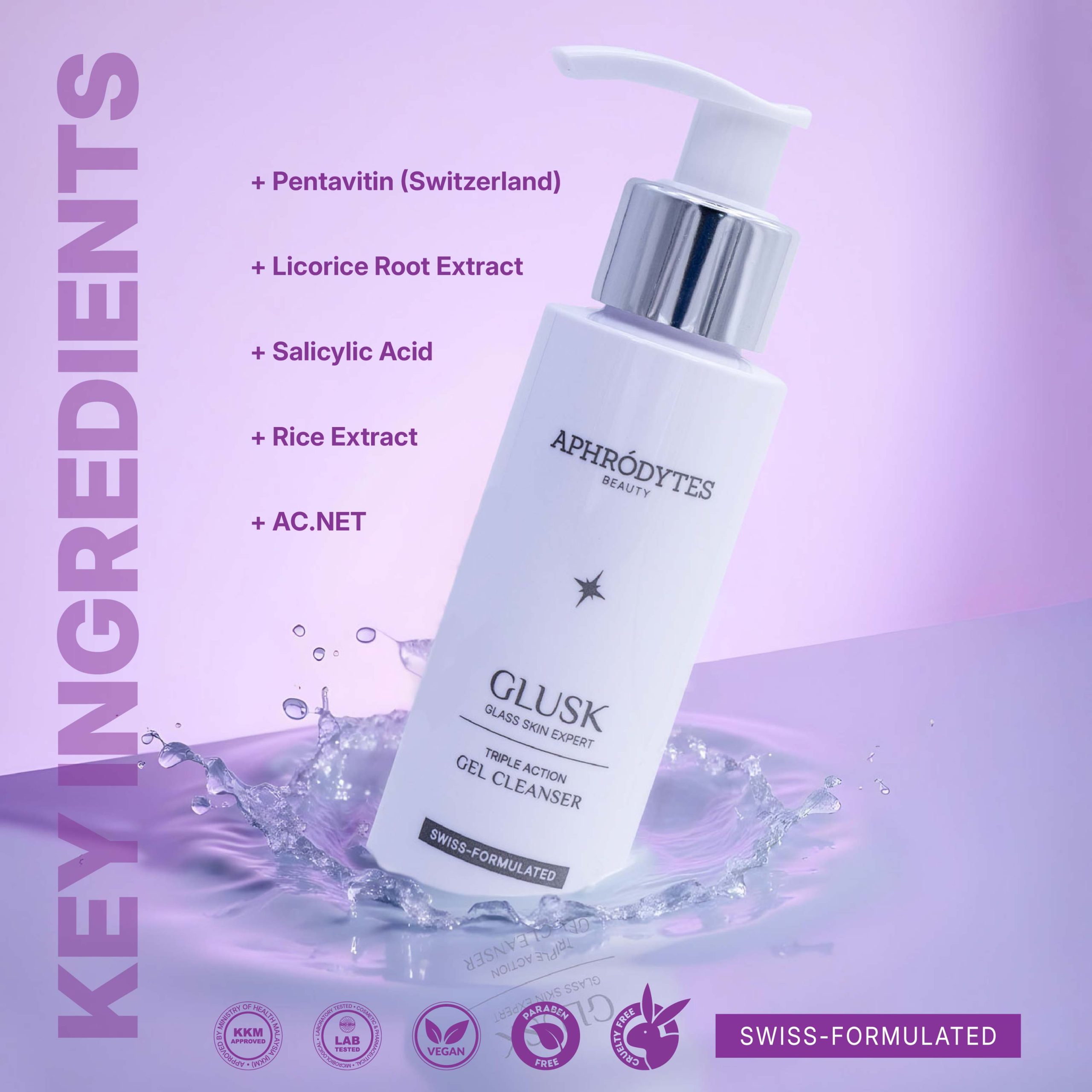 GLUSK Triple Action Gel Cleanser with Makeup Removal – APHRÓDYTES